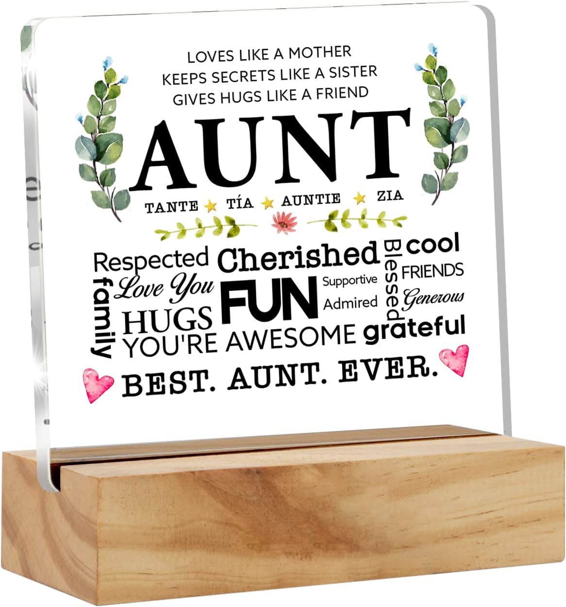 Aunt Gifts From Niece Nephew Best Aunt Ever Desk Decor Auntie Acrylic ...