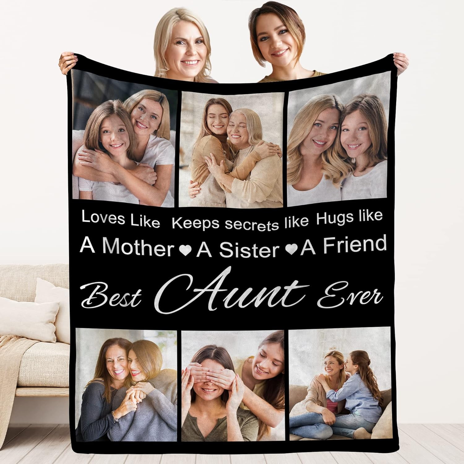 Aunt Gifts from Niece, Nephew - Personalized Picture Blankets for Aunts ...