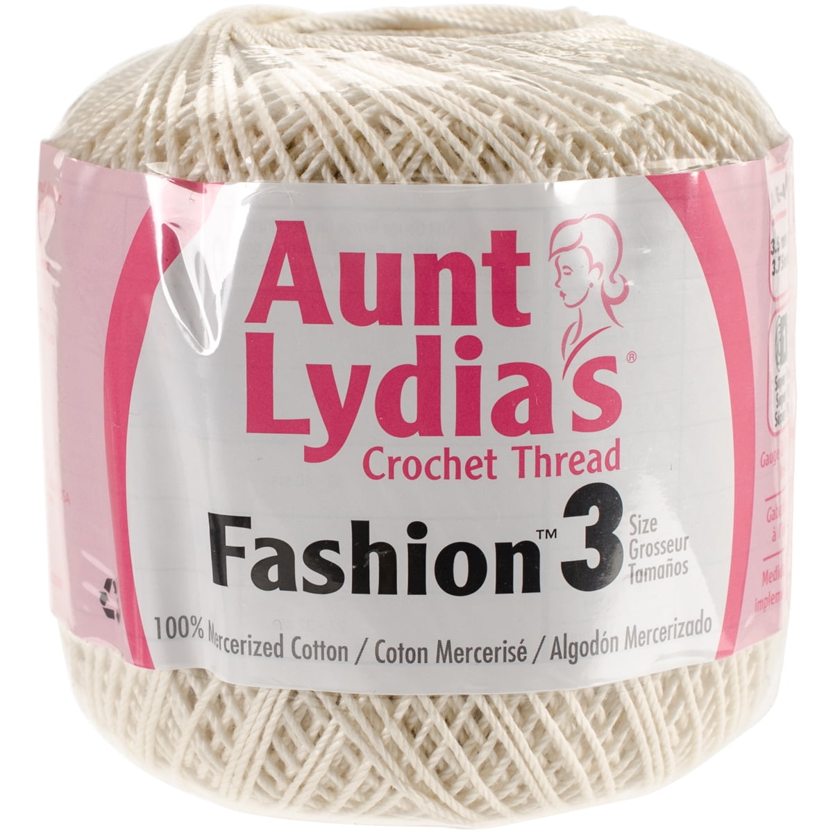 Coats Aunt Lydia Fashion Crochet Thread, Bridal White, Cotton, Size 3 ...
