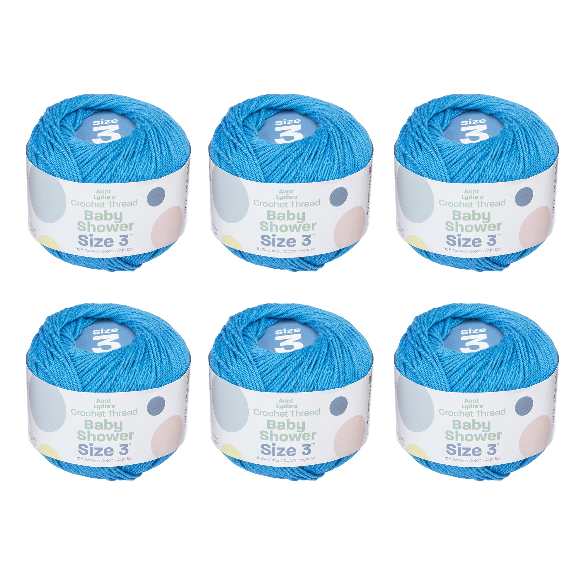 Aunt Lydia's Blue Crochet Thread, 170 yd Size 3 (6 Pack) - Walmart.com