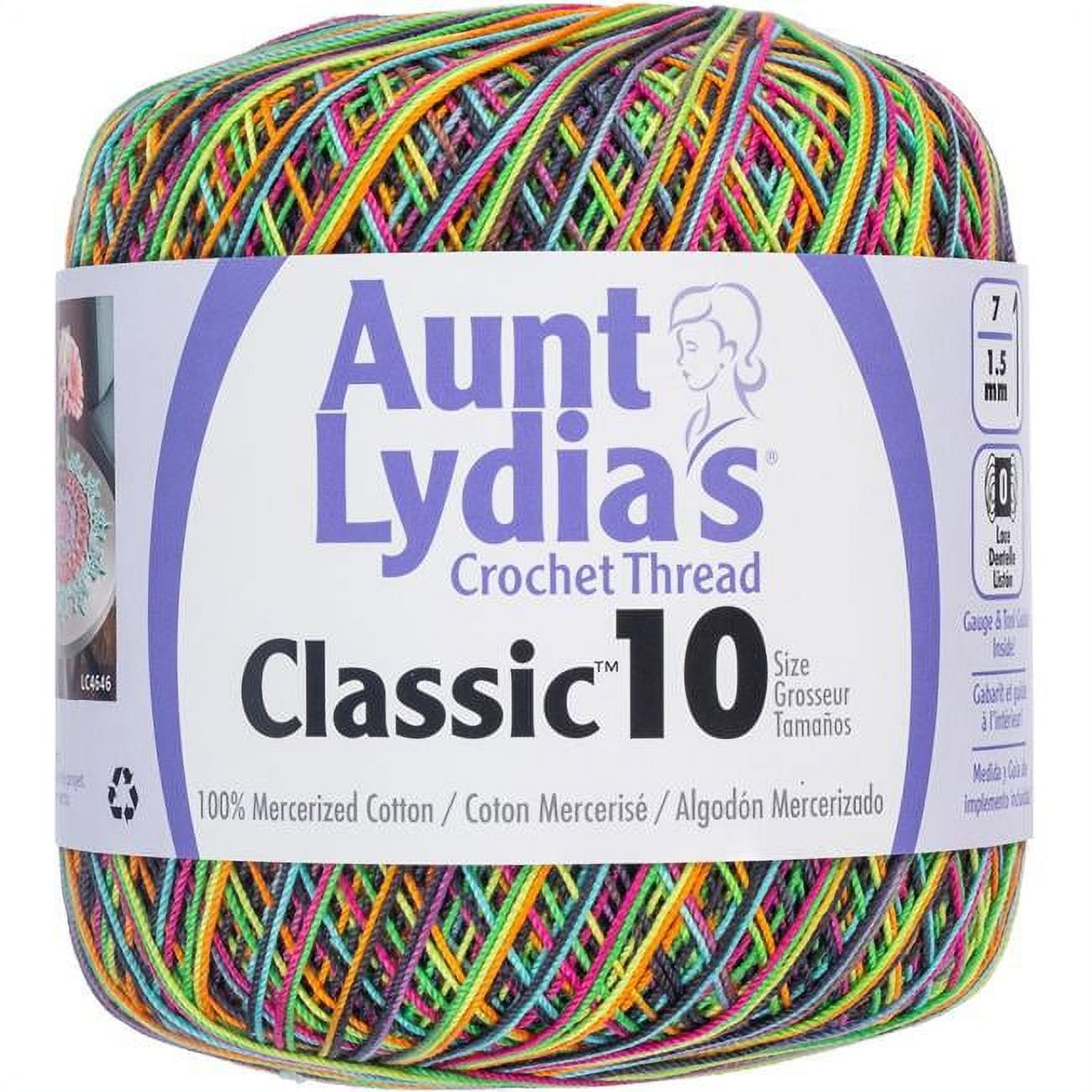 Aunt Lydia's Classic Crochet Thread Size 10-Blacklight - Walmart.com