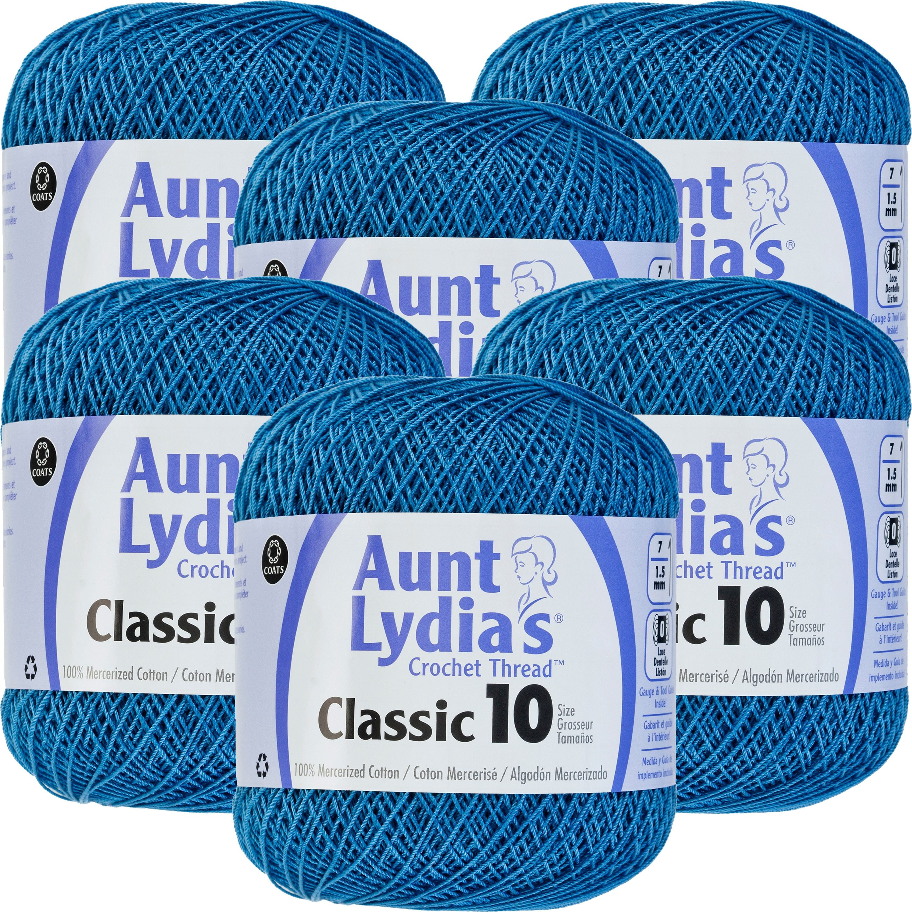 Aunt Lydia's Classic Crochet Thread Size 10-Blue Hawaii, Multipack Of 6 ...