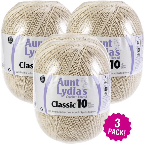 Aunt Lydia's Classic Crochet Thread Size 10 Jumbo, Multipack of 3 ...