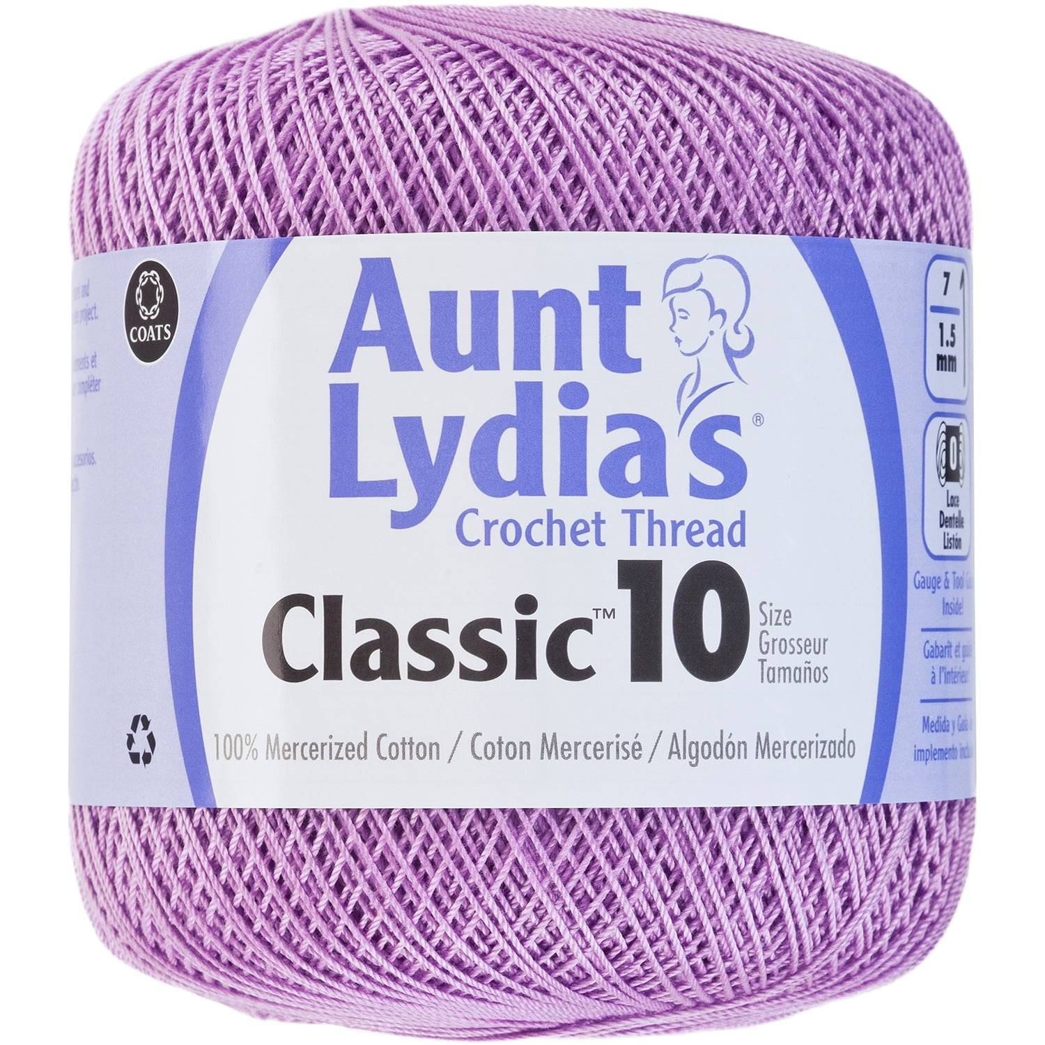 Aunt Lydia's Crochet Thread Size 10 Wood Violet, 3ply Mercerized ...