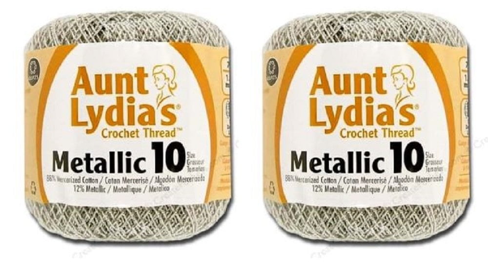 Aunt Lydia's Crochet Cotton Metallic Crochet Thread Size 10 (2 - Pack ...