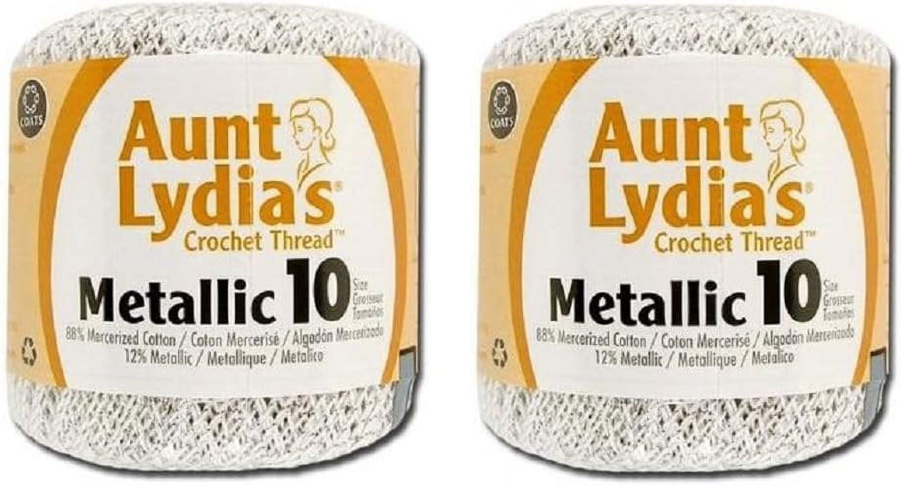 Aunt Lydia's Crochet Cotton Metallic Crochet Thread Size 10 2 - Pack ...