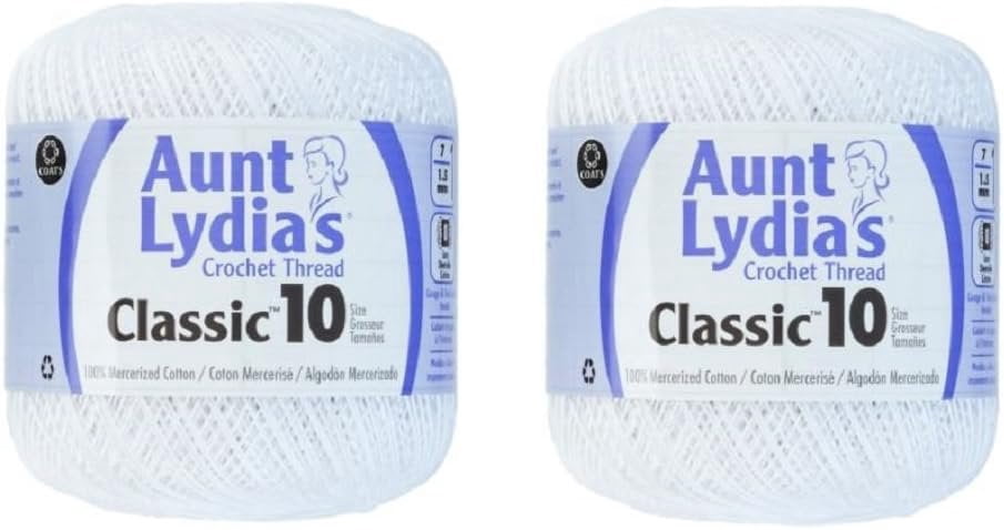 Aunt Lydia's Crochet Thread - Size 10 - White 2-Pack - Walmart.com