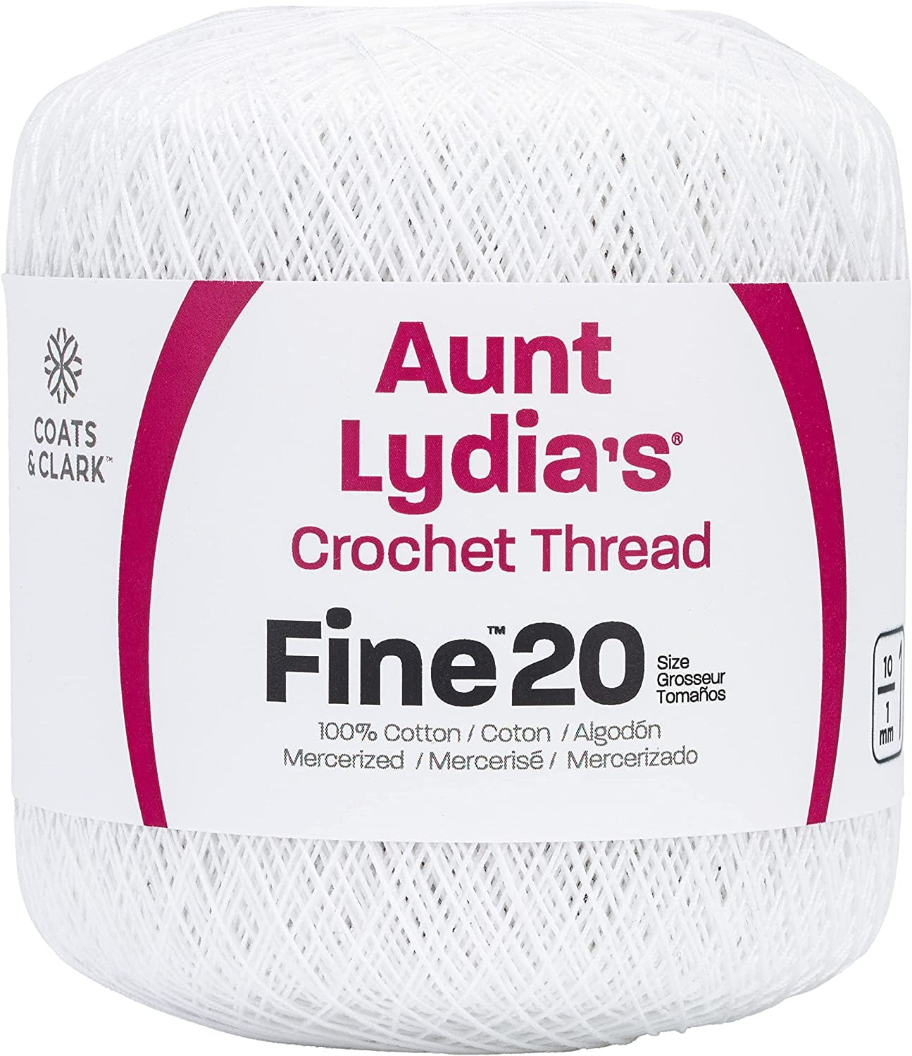 Aunt Lydia's Fine Crochet Thread Size 20-White - Walmart.com