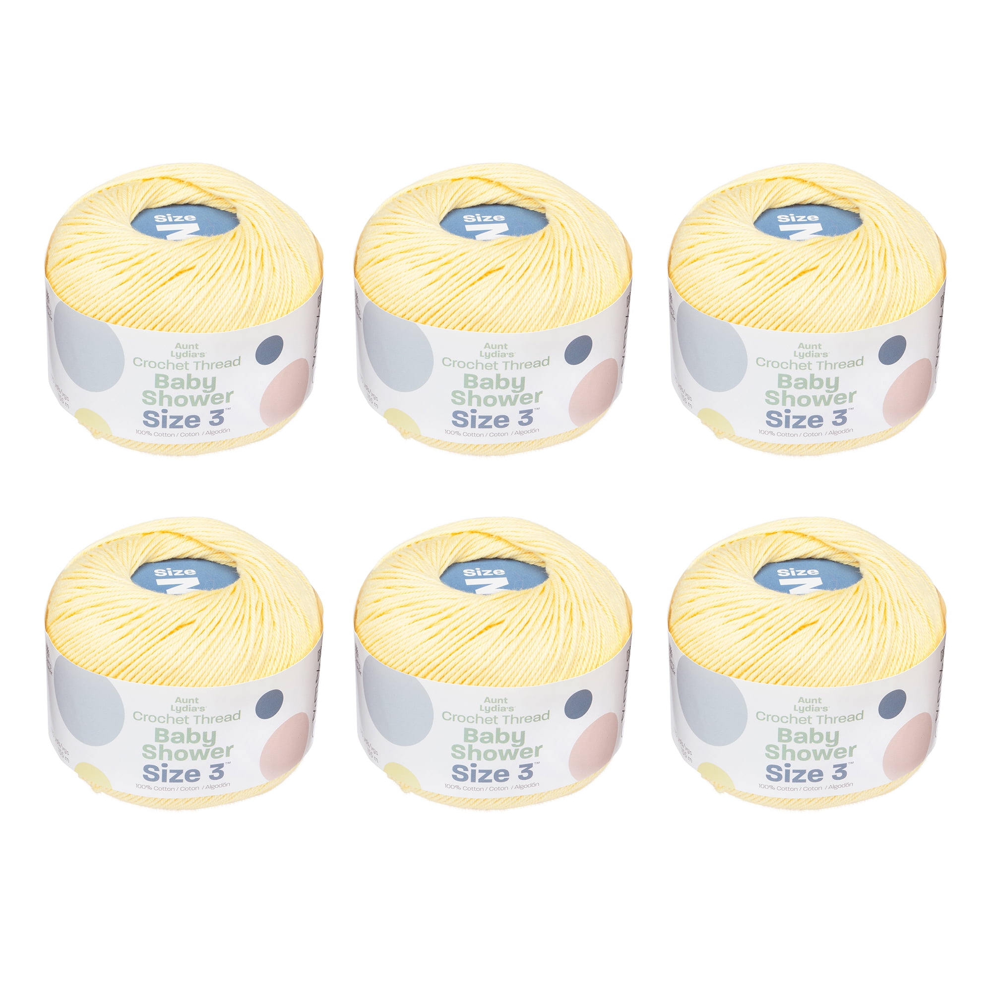 Aunt Lydia's Yellow Crochet Thread, 170 Yds Size 3 (6 Pack) - Walmart.com