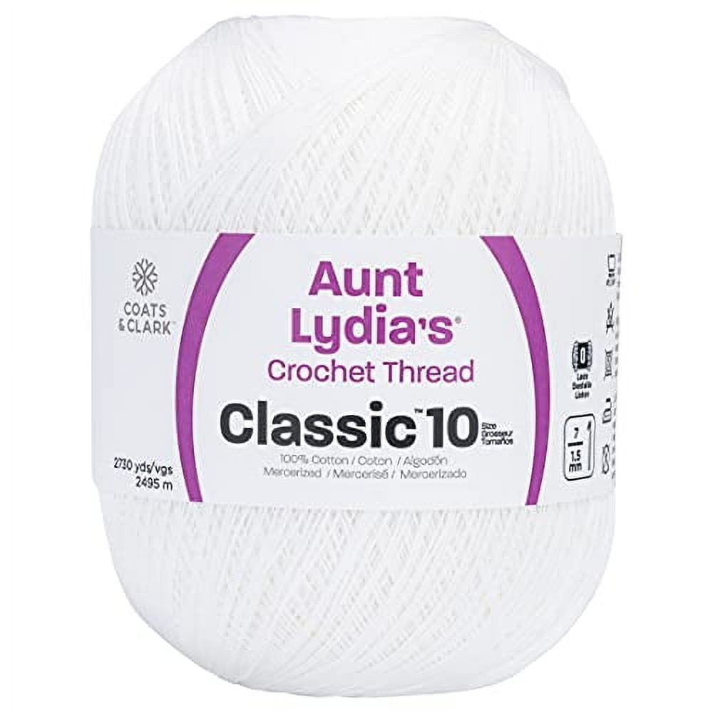 Aunt Lydias Classic Crochet Thread Size 10 Jumbo-White -153-201 ...