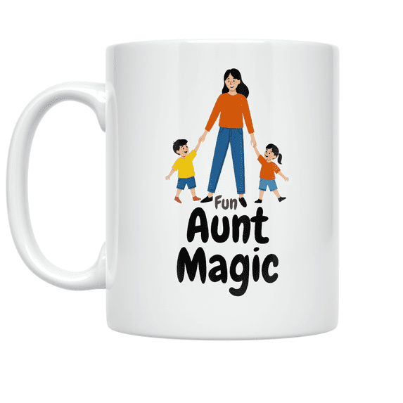 Aunt Magic Fun Illustration - Family Cheer - 11 oz Ceramic Coffee Mug ...
