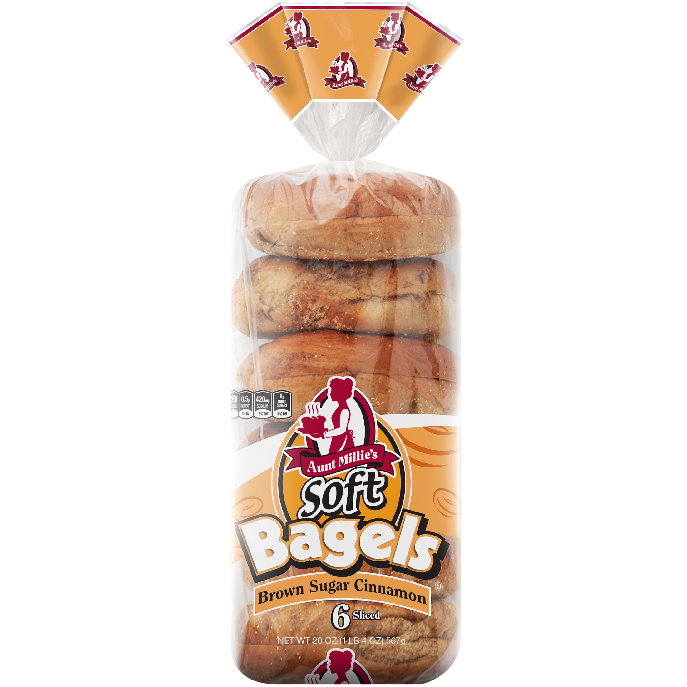 Aunt Millie's Brown Sugar Swirl Soft Bagels, 6 Ct, 18 oz - Walmart.com