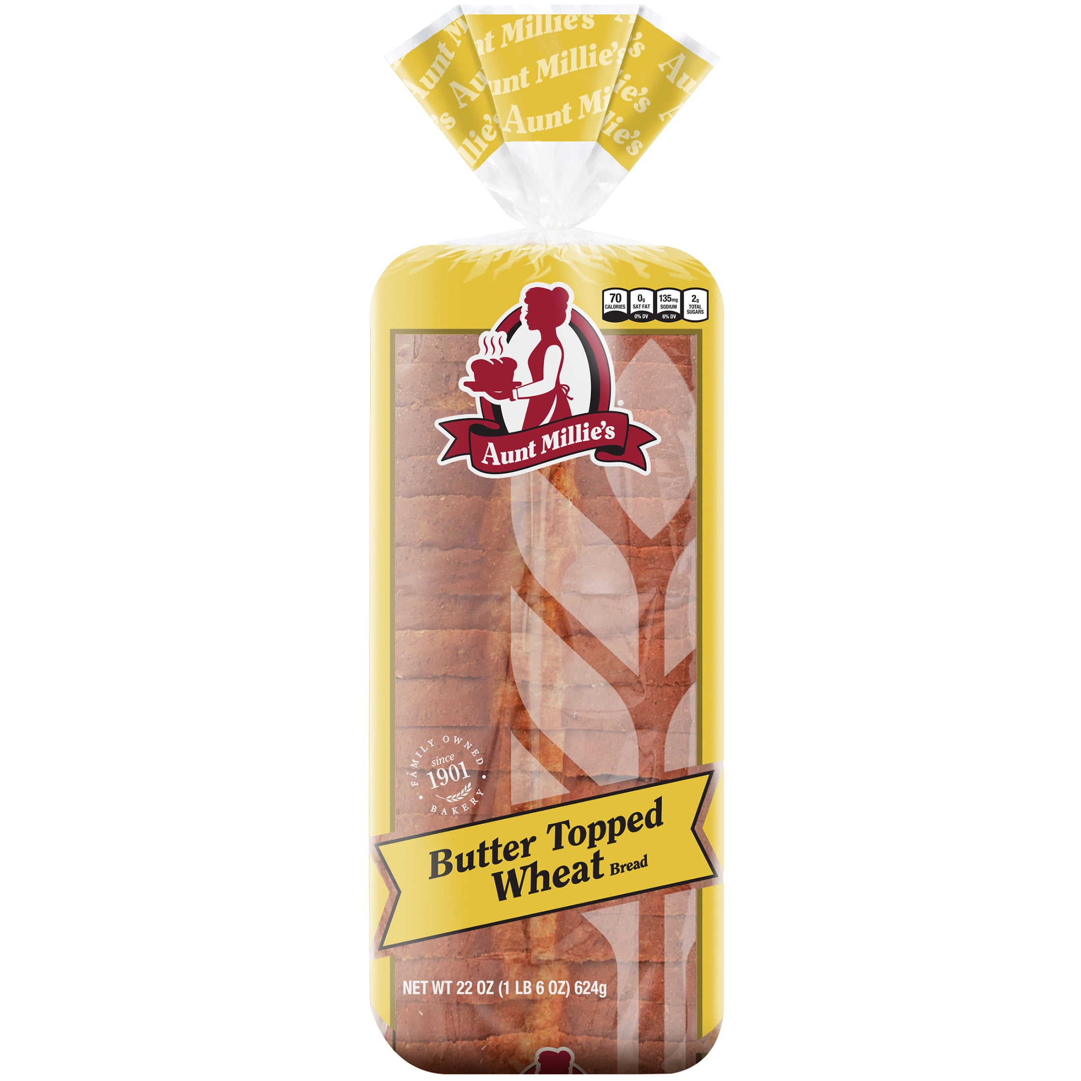 Aunt Millie's Butter Topped Wheat Bread Loaf, 22 oz, 19 Count - Walmart.com