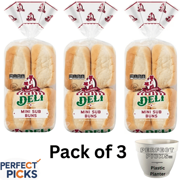 Aunt Millie's Deli Mini Sub Buns, 8 Count, 18.5 oz ( Pack of 3 ...