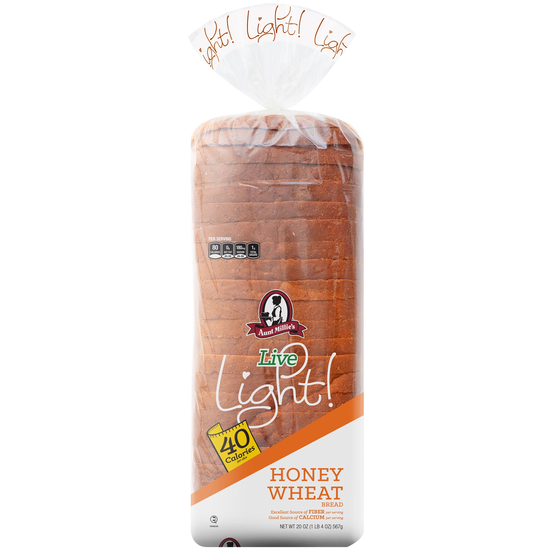 Aunt Millie's Live Light! Honey Wheat Bread, 20 oz. - Walmart.com