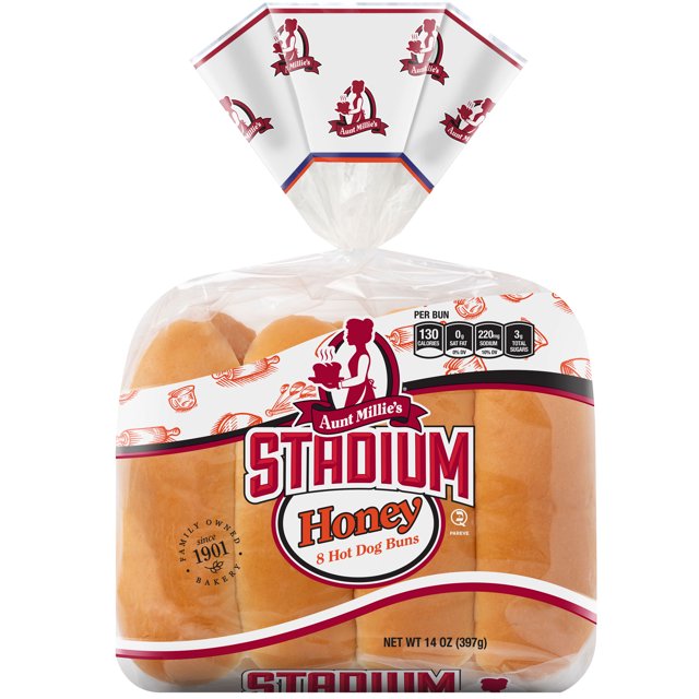 Aunt Millie's Stadium Honey Hot Dog Buns, 8 Count, 14 oz - Walmart.com