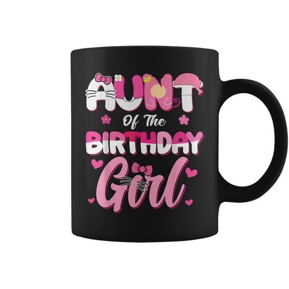 Aunt Of The Birthday Girl Cat Kitty Family Matching Coffee Mugs ...