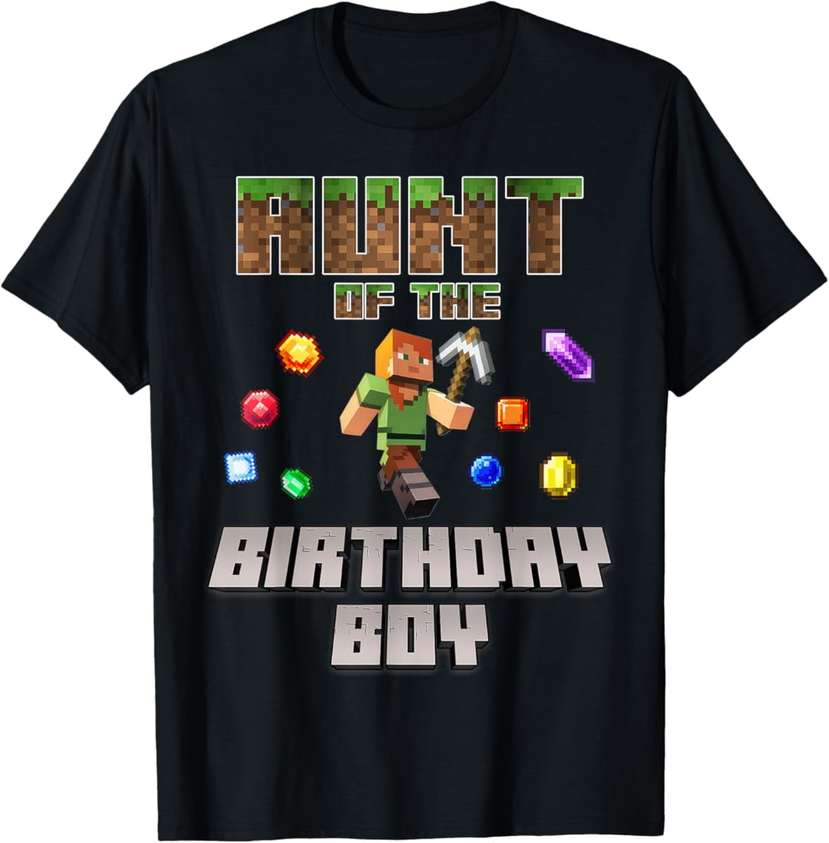 Aunt Of The Birthday Video Gamer Pixel Number Unisex Men Women T-Shirt ...