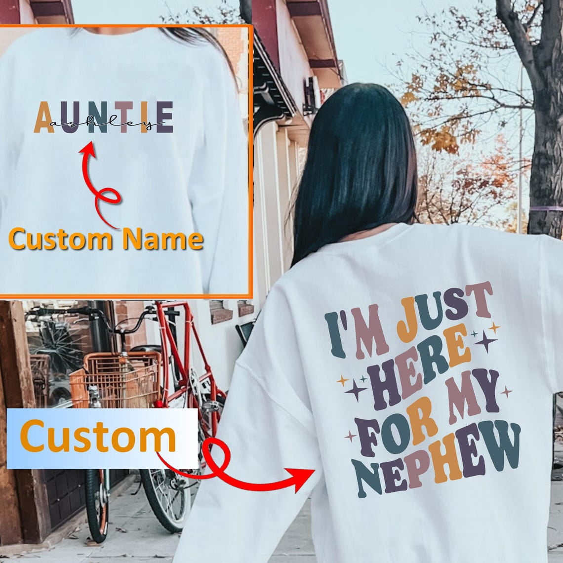 Aunt Sweatshirt, I'm Just Here For Nephew, For Aunt From Nephew, Auntie ...
