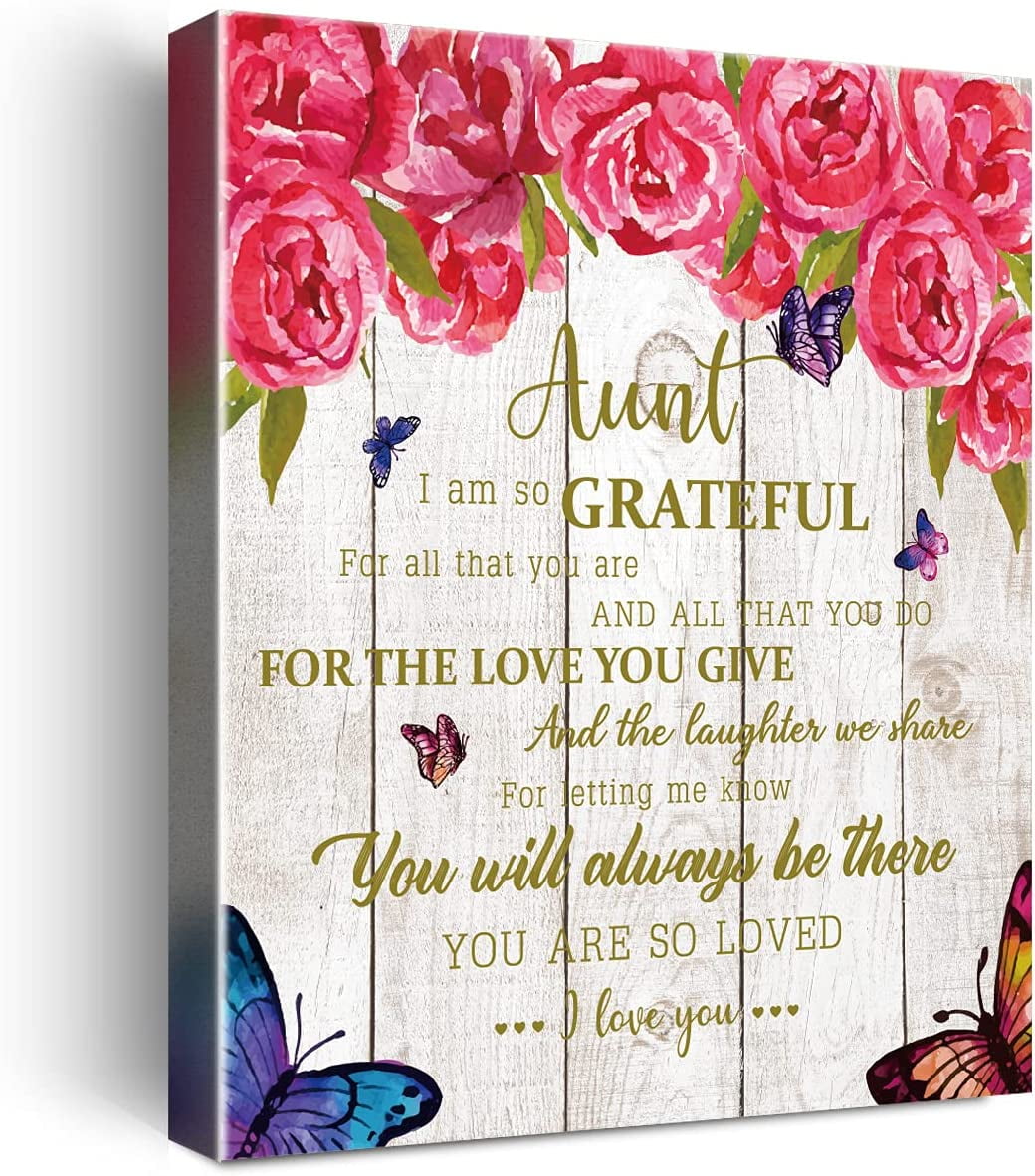 Aunt Wall Art,Aunt Gifts Wall Decor,Grateful Aunt Hangable Canvas Poem ...