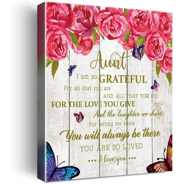 Aunt Wall Art,Aunt Gifts Wall Decor,Grateful Aunt Hangable Canvas Poem Prints Unframed Poster ...
