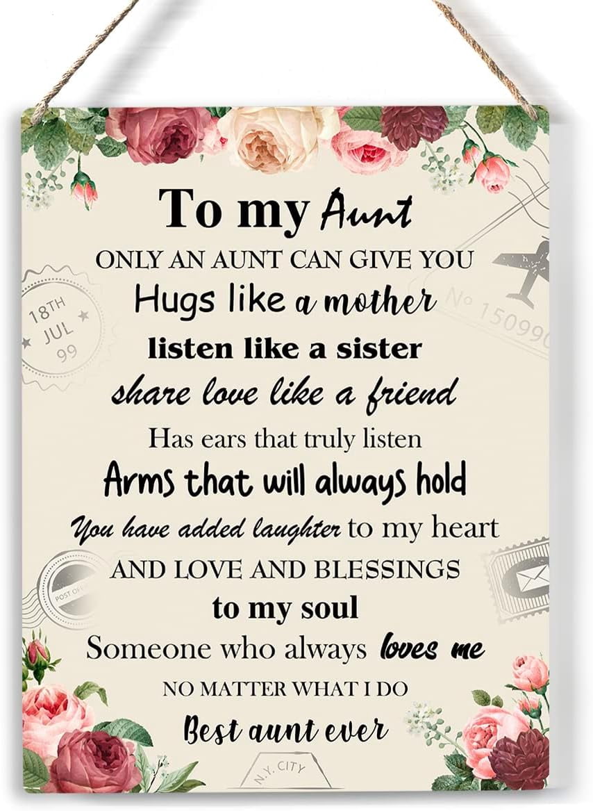 Aunt Wood Sign Only an Aunt Can Give You Hugs Like a Mother Wooden ...
