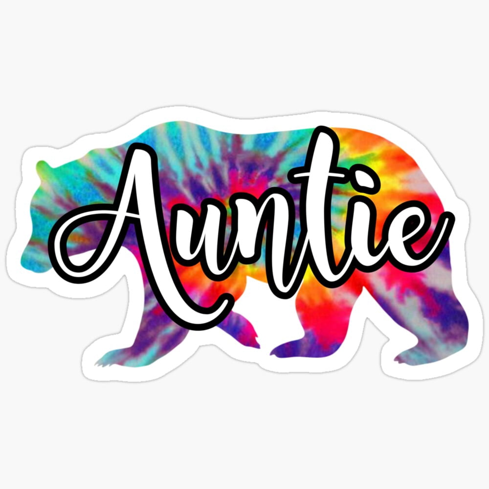 Auntie Bear Tie Dye Sticker Phone Decal Water Bottle Stickers Car ...