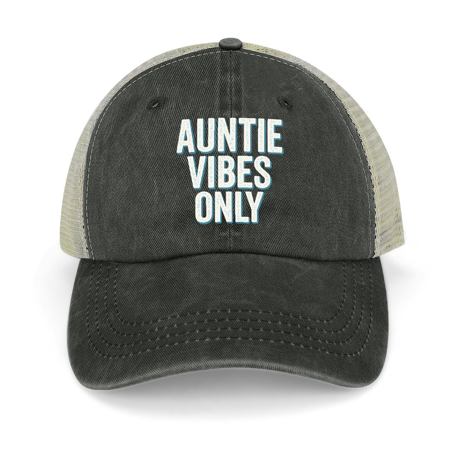 Auntie Black Trucker Hat for Men Women, Adjustable Mesh Back Baseball ...
