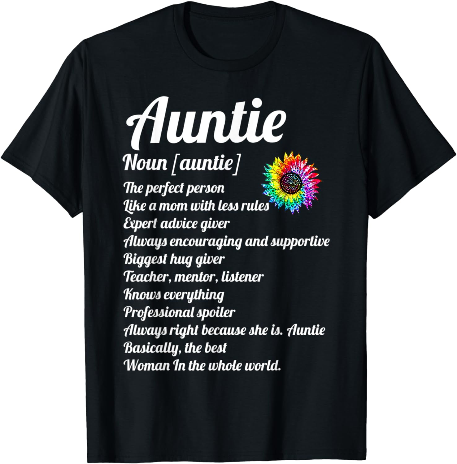 Auntie Definition Cute Mothers Day Tie Dye Sunflower T-Shirt - Walmart.com