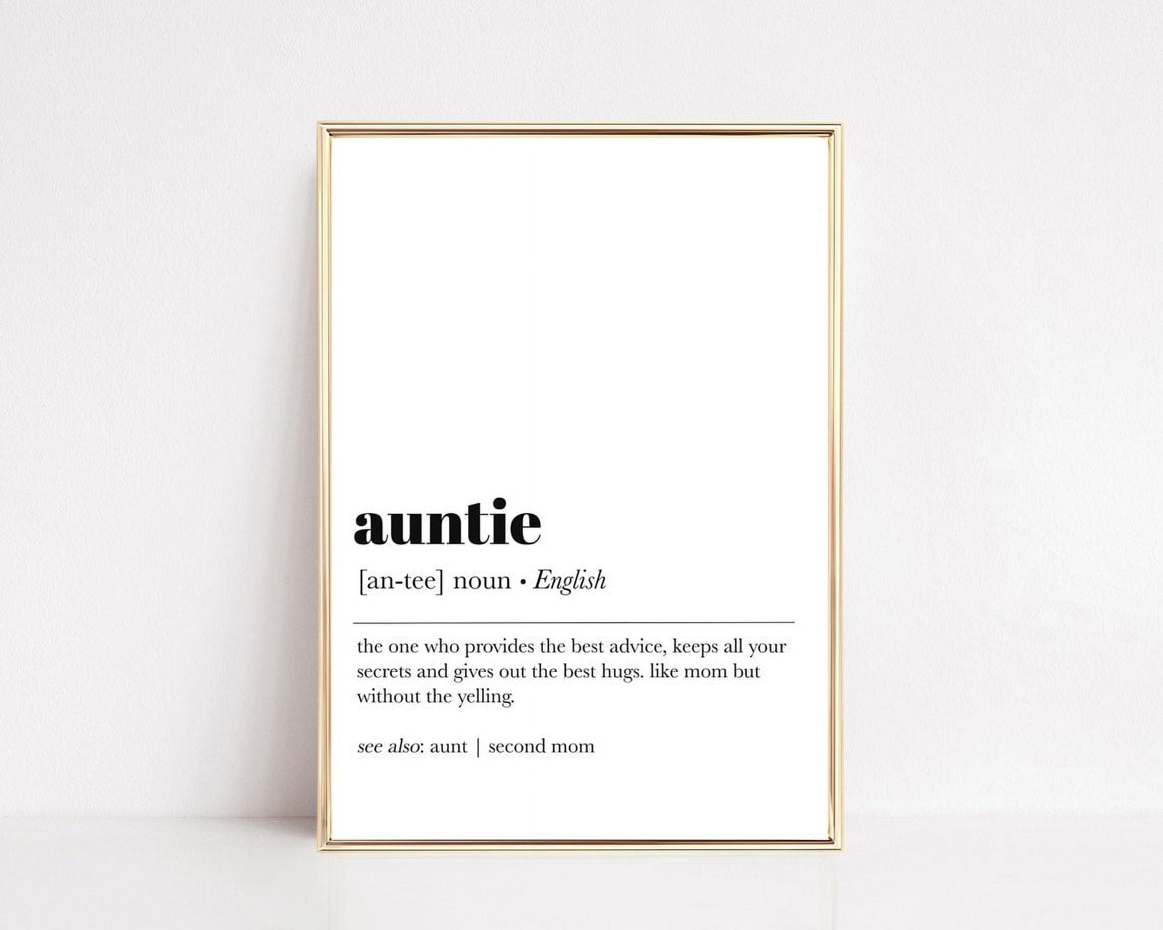 Auntie Definition Minimalist Family Wall Art Gift, Stretched Canvas ...