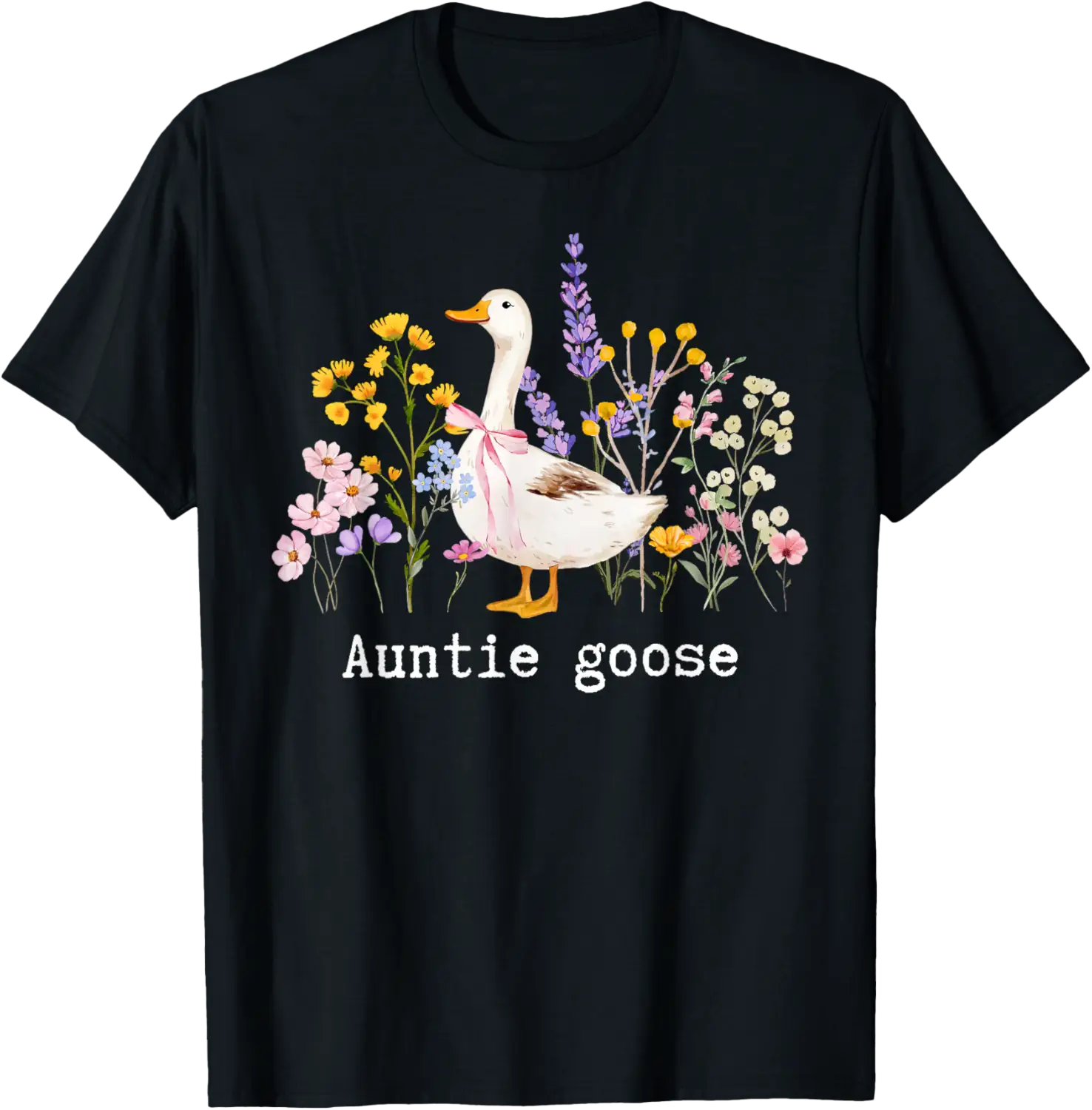 Auntie Goose Wildflowers Pregnancy Announcement New Aunt Vibe T-Shirt ...