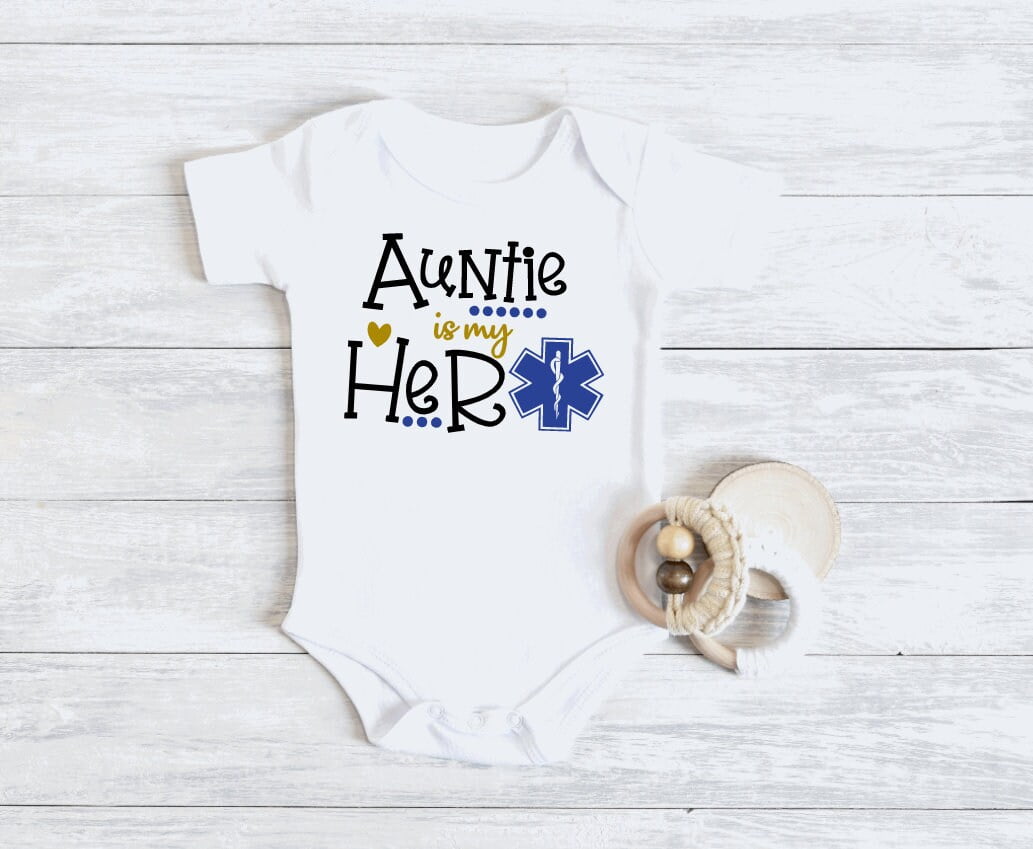 Auntie Is My Hero Bodysuit, My Aunt Is A Nurse , Baby , Paramedic Gift, Doctor Gift, Medical ...