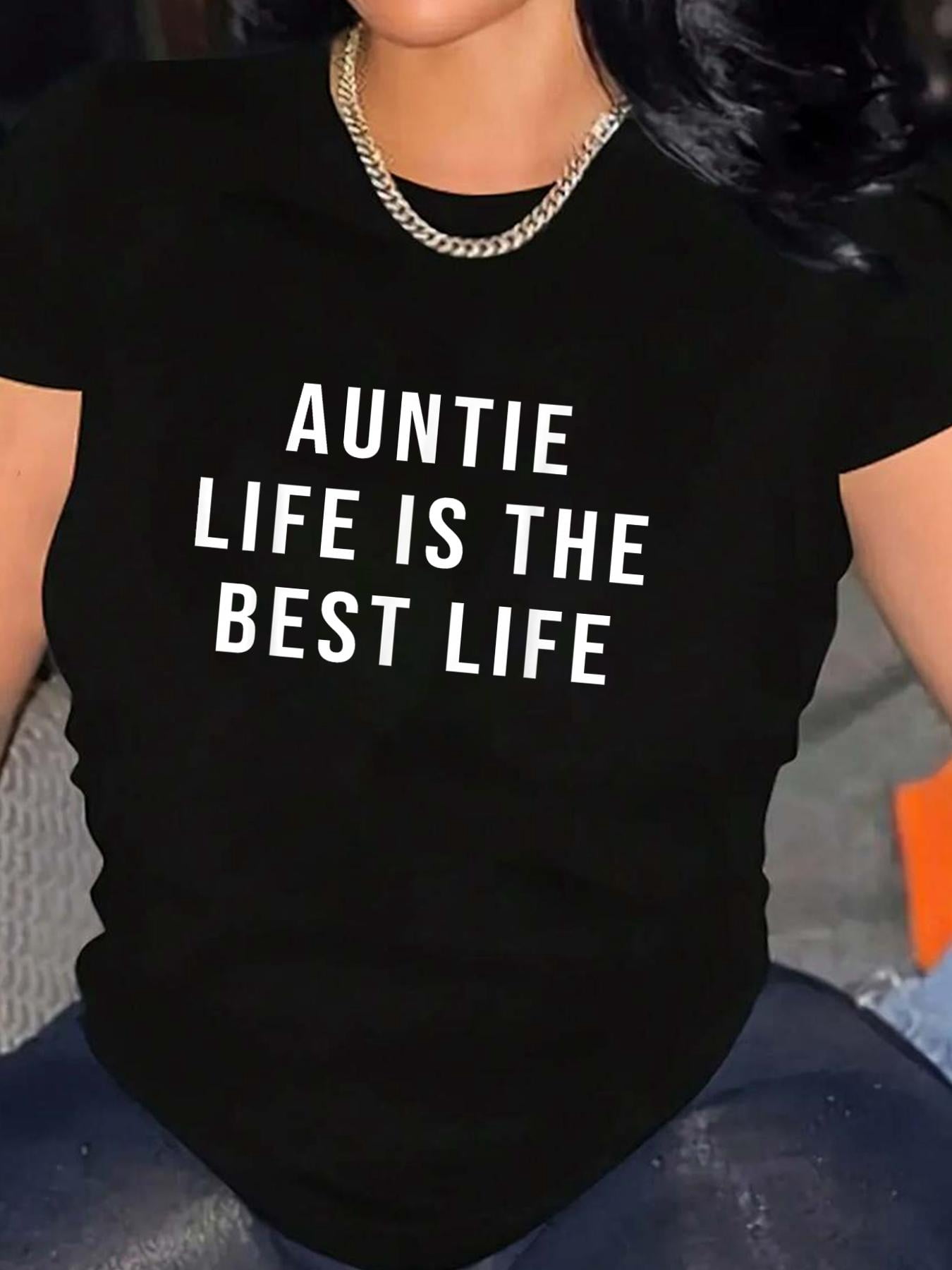 Auntie Life is the Best Life T-Shirt Graphic Tee summer Tops For Women ...