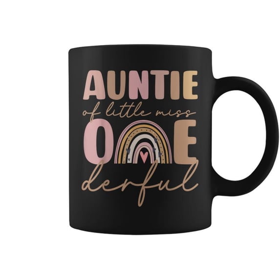 Auntie Of Little Miss Onederful First Birthday Boho Rainbow Coffee Mugs ...