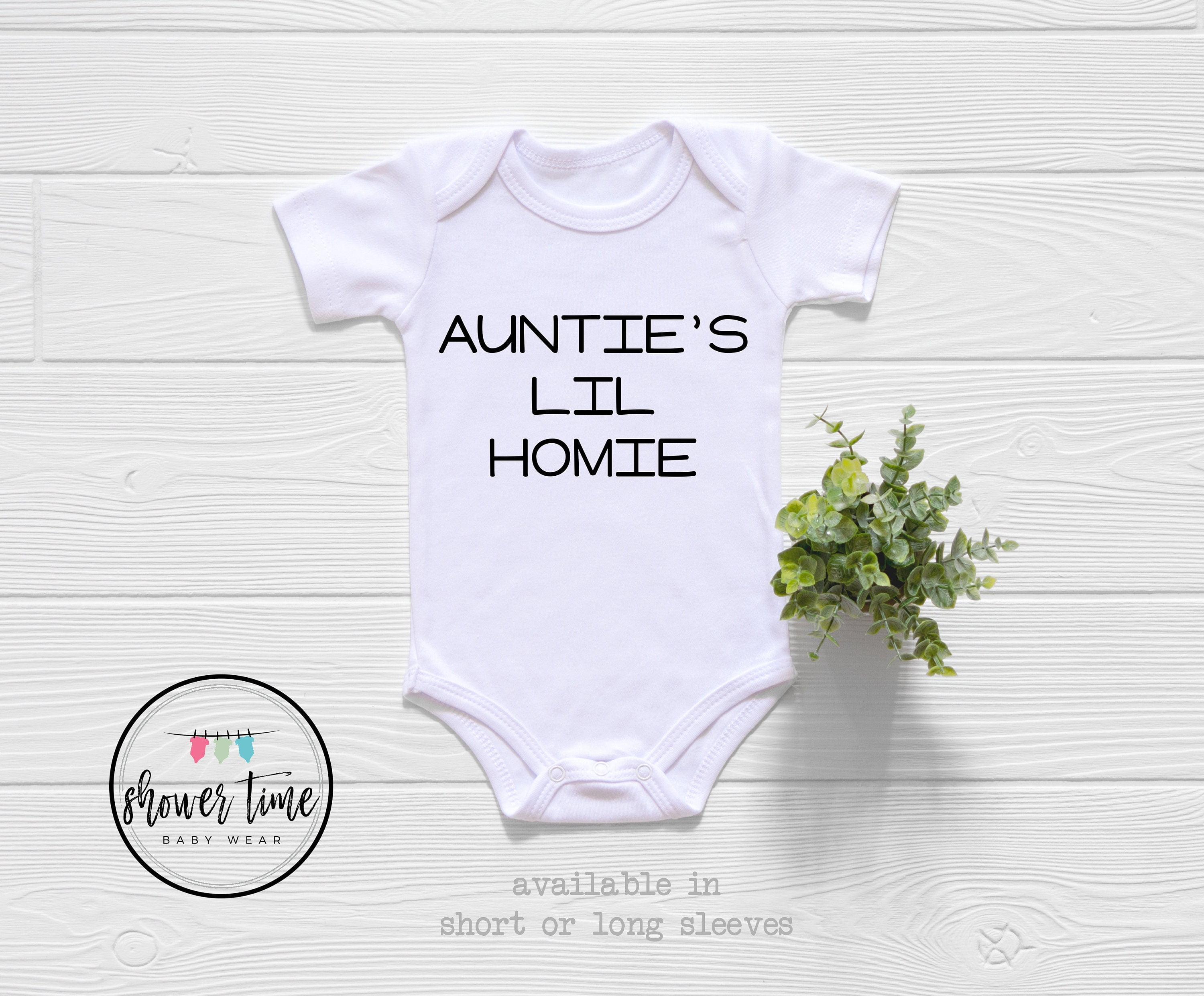 Auntie'S Lil' Homie Baby Onesie - Cute Auntie Baby Onesie - Aunties Homie Onesie- Funny Aunt ...