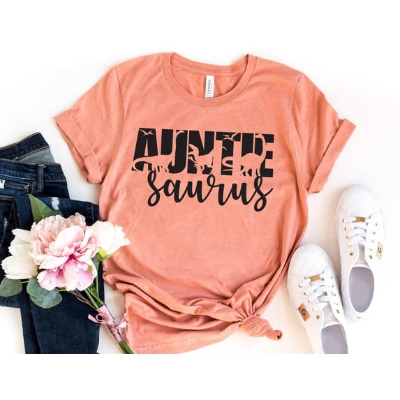Auntie Saurus TShirt Funny Dinosaur Aunt Gift - Walmart.com