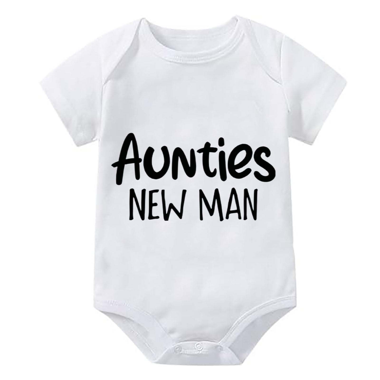 Aunties New Man Body Suit Baby Short Sleeve Girl Newborn Outfit White 0 ...