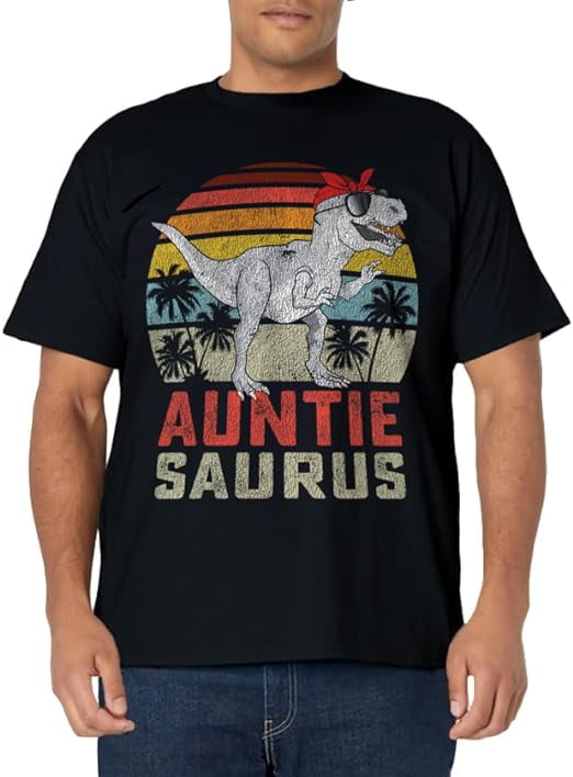 Auntiesaurus T Rex Dinosaur Auntie Saurus Family Matching T-Shirt ...