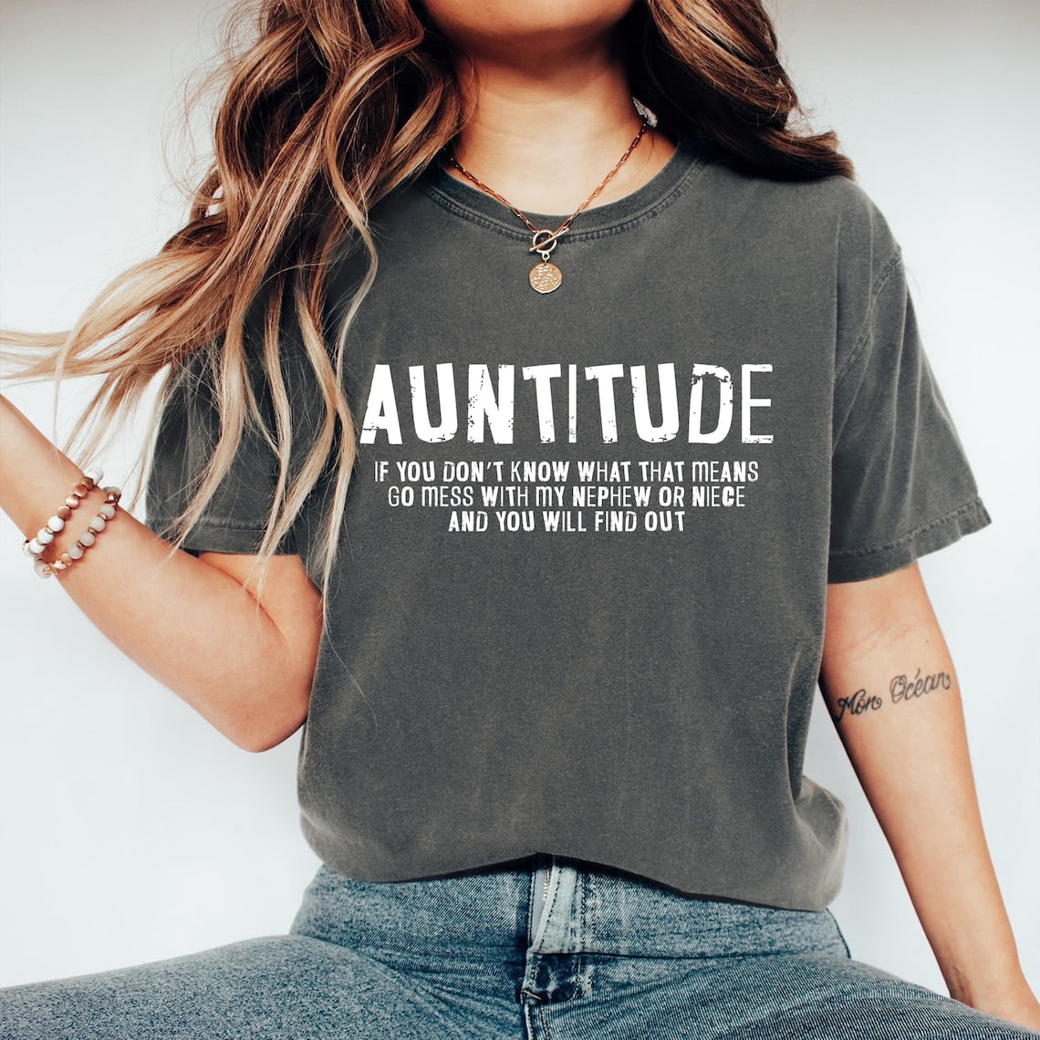 Auntitude New Aunt Announcement Auntie Aunt Proud Aunt T-Shirt ...