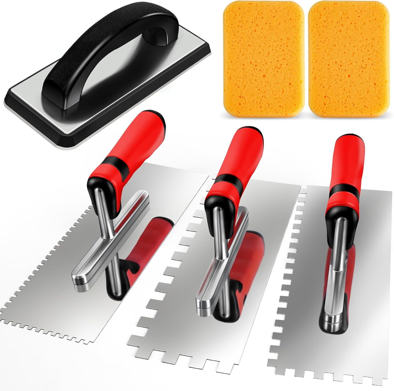 AuntyFey 6Pcs Tile Tools Set, Tile Trowel Concrete Tool, Notched Trowel ...