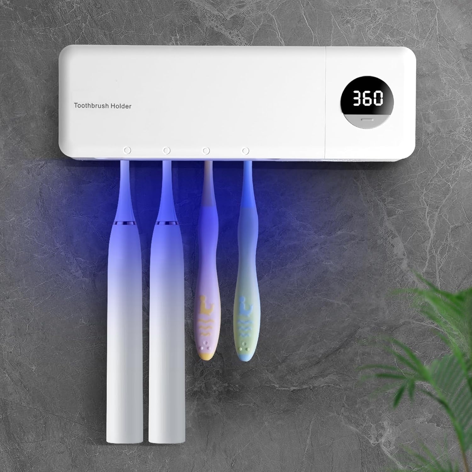 AuntyFey UVC Toothbrush Sanitizer Holder for Bathroom, 4 Slots ...