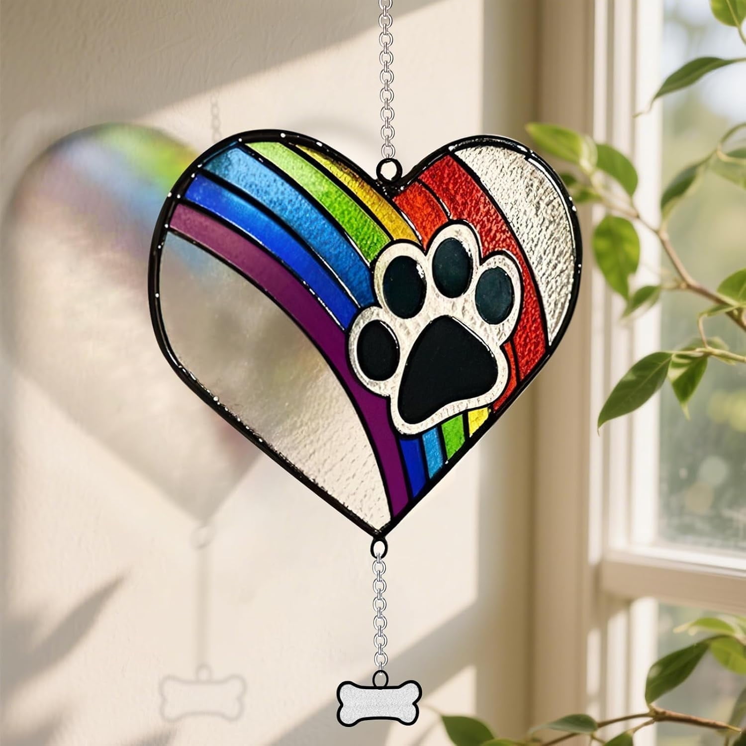 AuntyFey Stained Glass Rainbow Bridge Dog Memorial Gifts for Loss of ...
