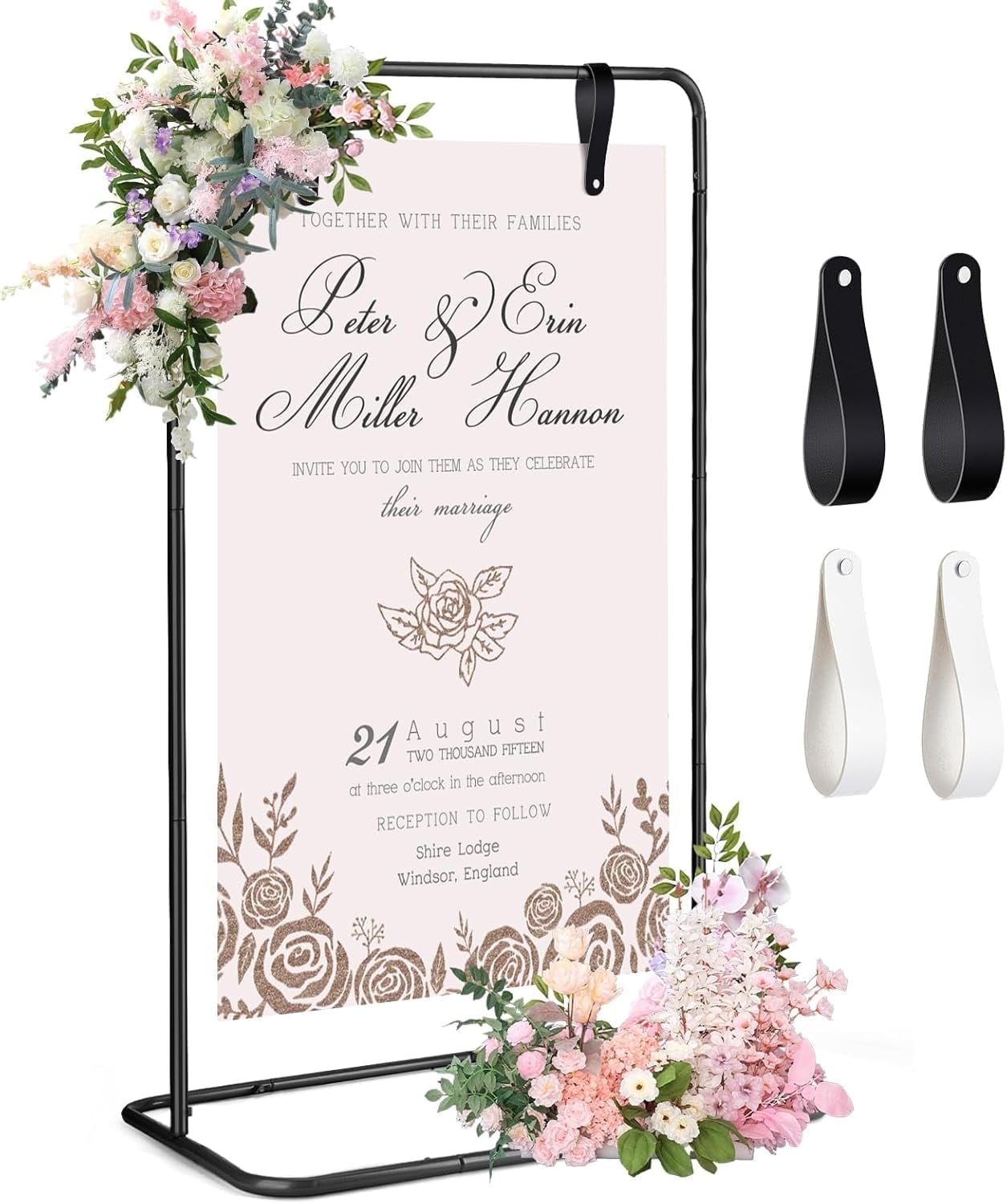 AuntyFey Wedding Welcome Sign Stand, Black Metal Easel Display Stand ...