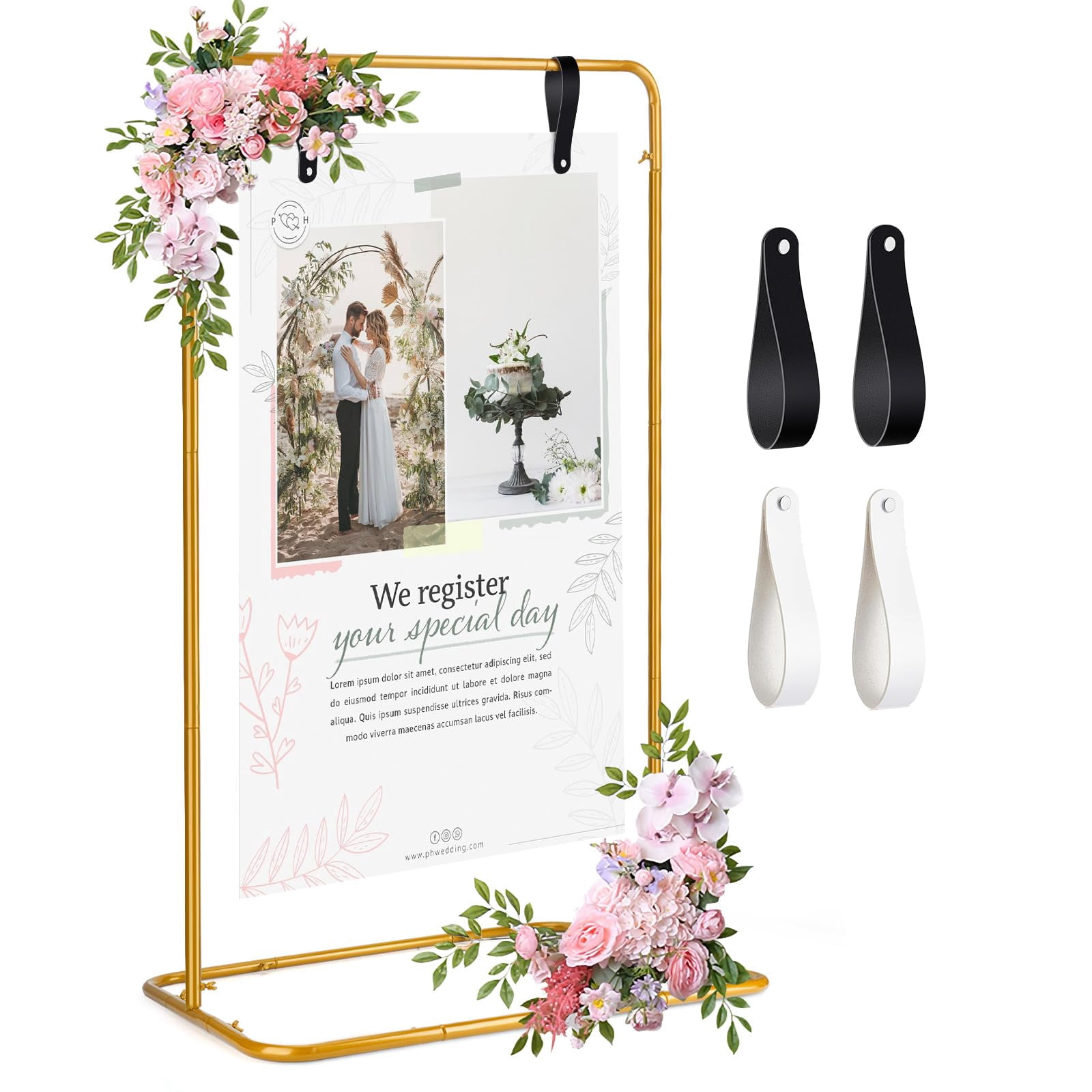 AuntyFey Wedding Welcome Sign Stand, Gold Welcome to Wedding Hanging ...