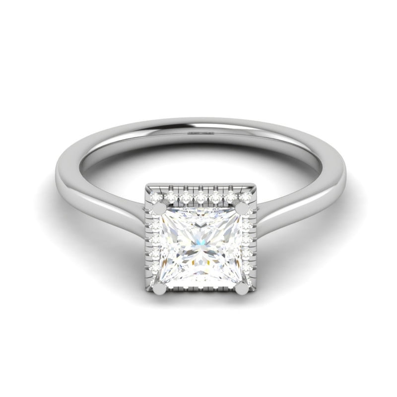 Auory 1.44 Carat Princess Cut Bridal Engagement Ring - Solitaire Halo ...