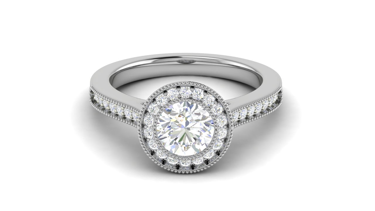 Auory 1.56 Carat Round Cut Engagement Ring - Milgrain Ring - Vintage ...