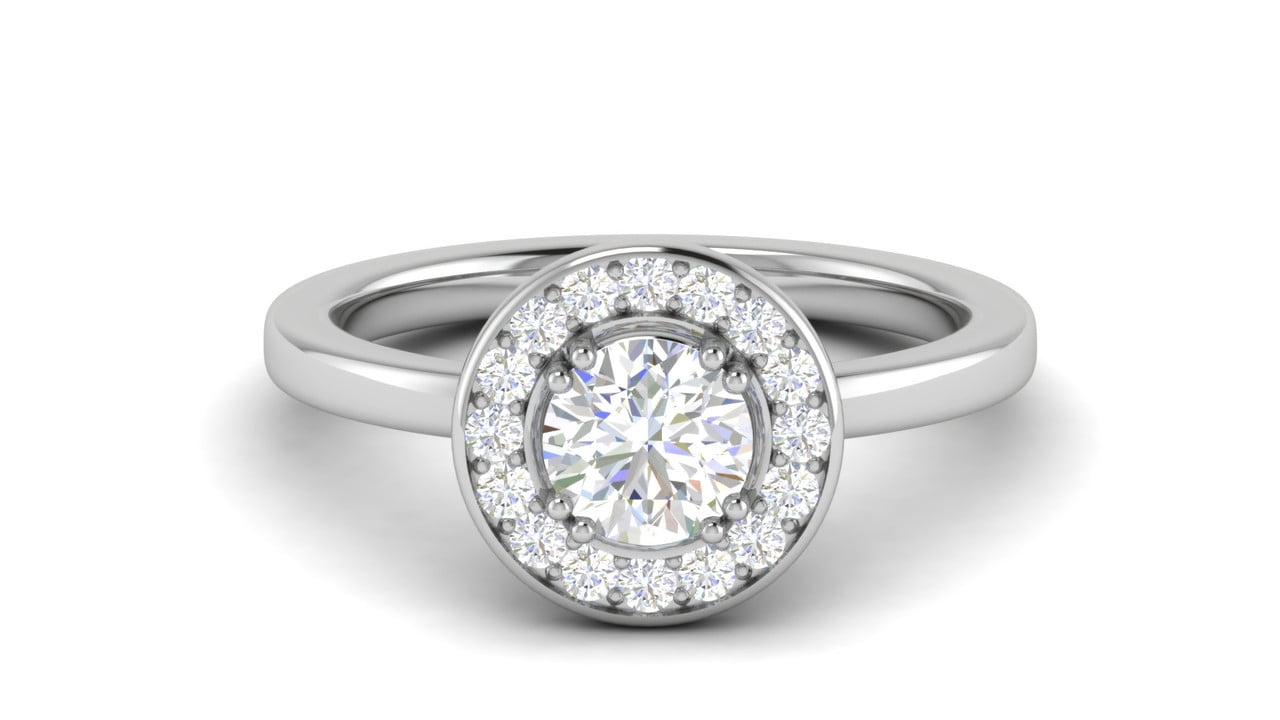Auory 1 Carat Round Cut Moissanite Engagement Ring - Bridal Halo Ring ...