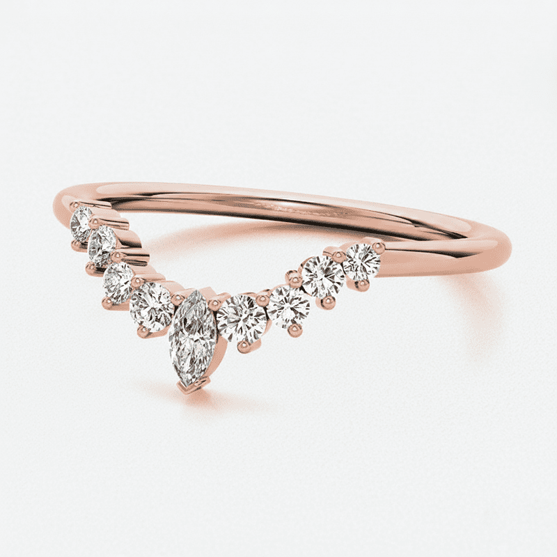 Auory 18k Rose Gold Plated Moissanite Wedding Ring - Minimalist V Shape ...