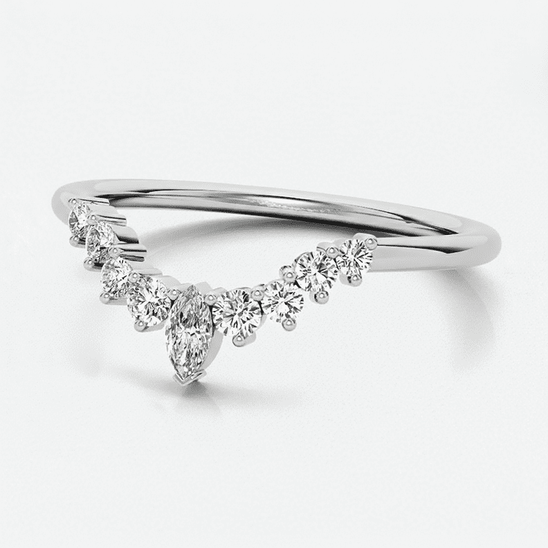 Auory 18k White Gold Plated Moissanite Wedding Ring - Minimalist V ...
