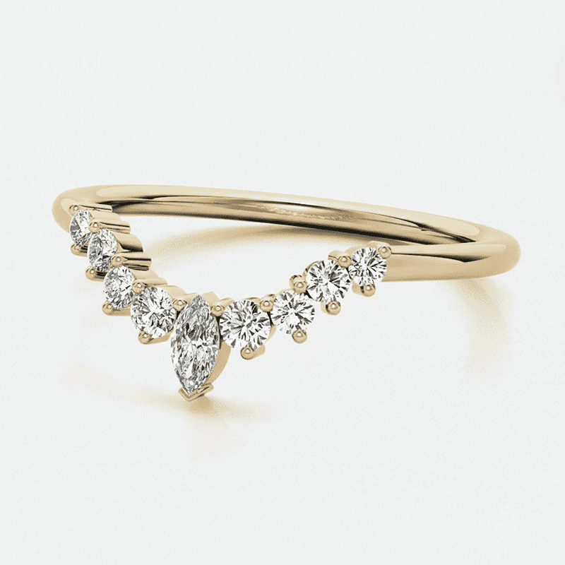 Auory 18k Yellow Gold Plated Moissanite Wedding Ring - Minimalist V ...